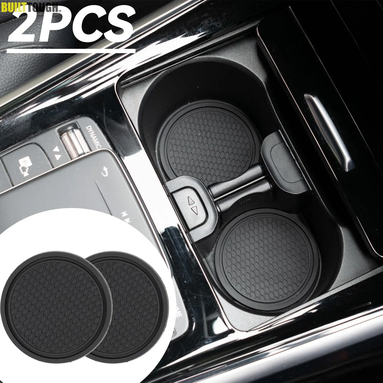 2PCS-Universal-Black-Car-Auto-Cup-Holder-Insert-Coaster-Anti-slip-Pad ...