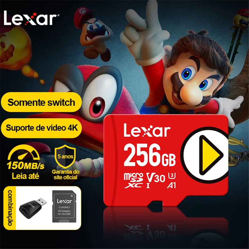 Lexar-Cartão Micro SD para Nintendo Switch Game Console, Play Original ...