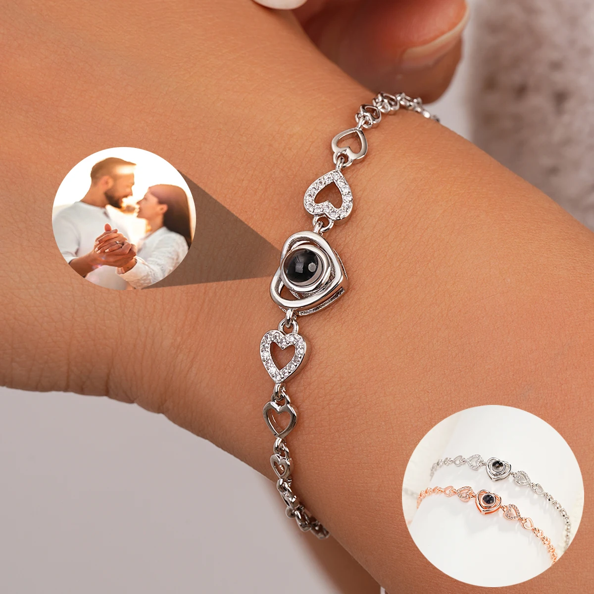 Pulsera-de-foto-de-proyecci-n-personalizada-brazalete-con-colgante-de ...