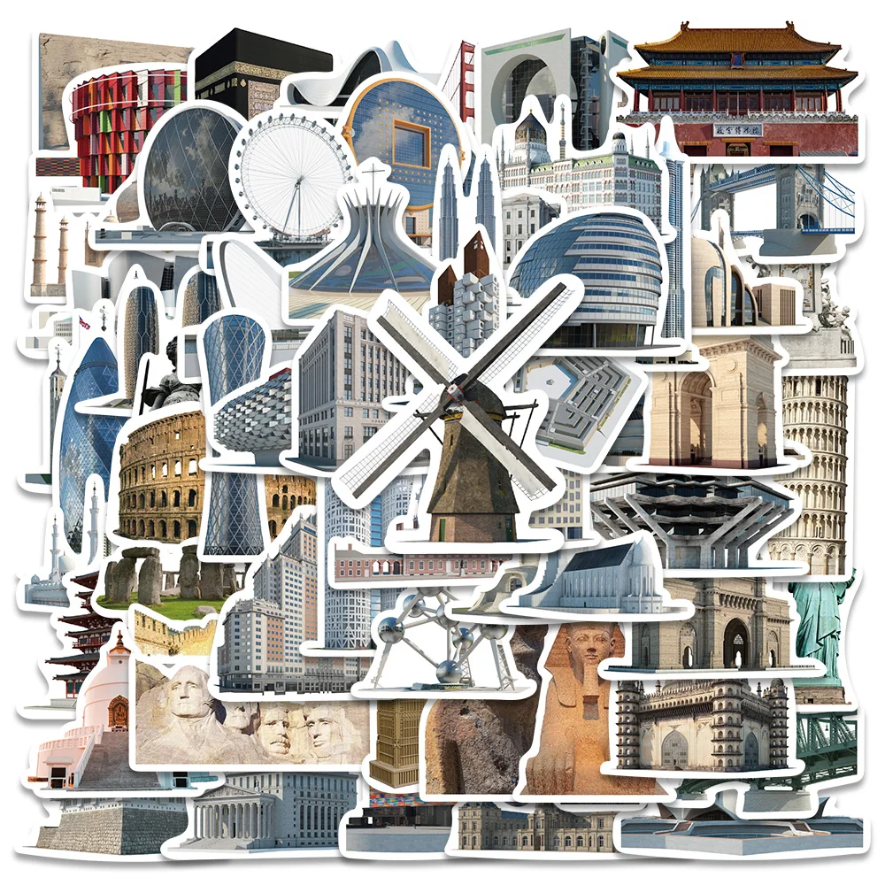65PCS-World-Famous-Architecture-Tourism-Graffiti-Stickers-DIY-Laptop ...