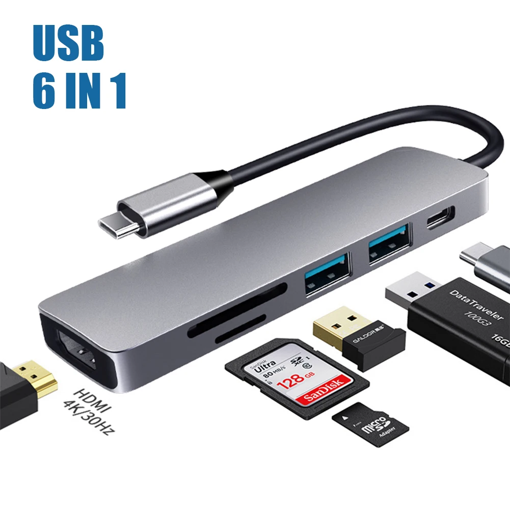 HC-13C 6IN1 USB C Hub + Card Reader - OTC.LK
