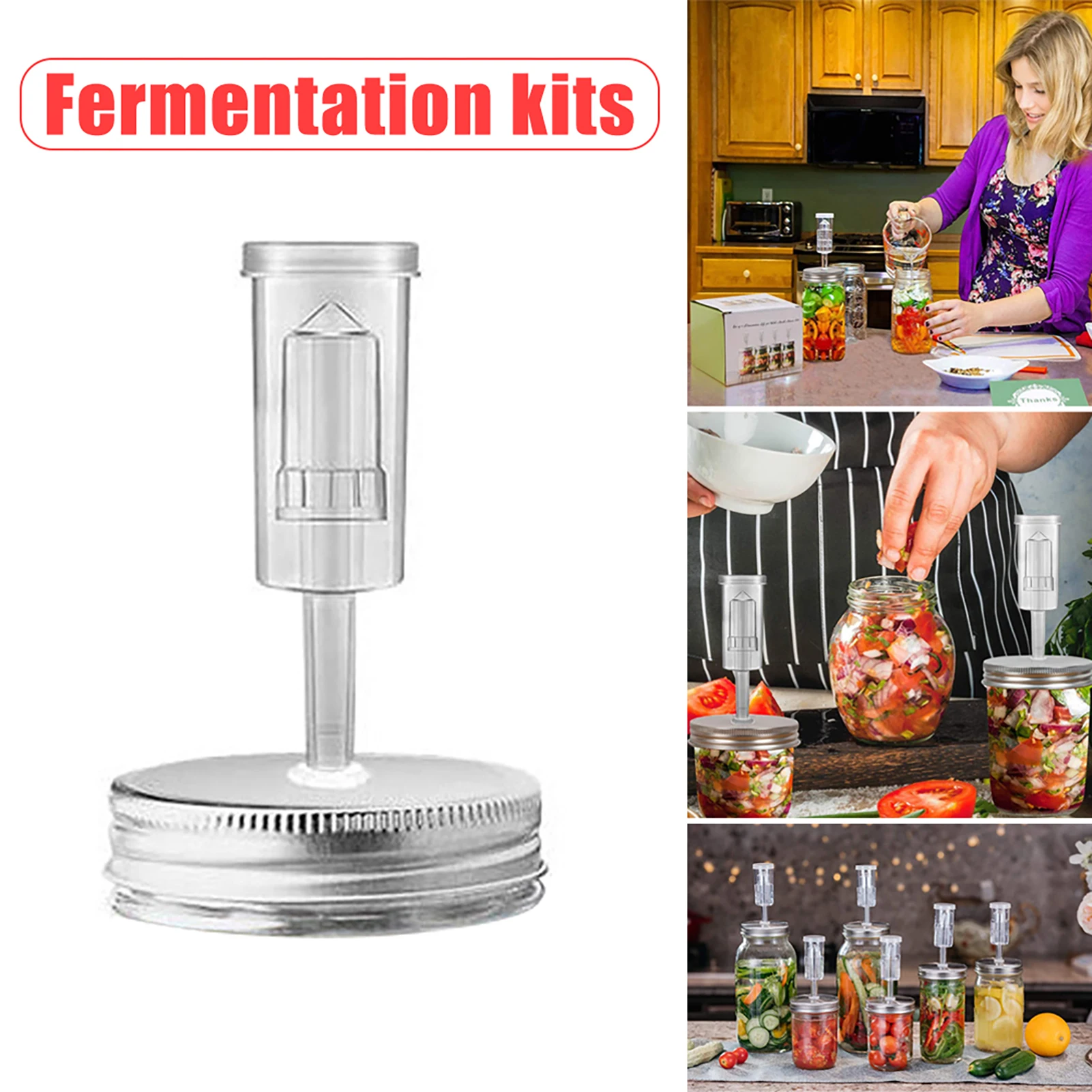 Jar Fermentation Lid Cover Set Long Lasting Use One-way Exhaust Valves ...