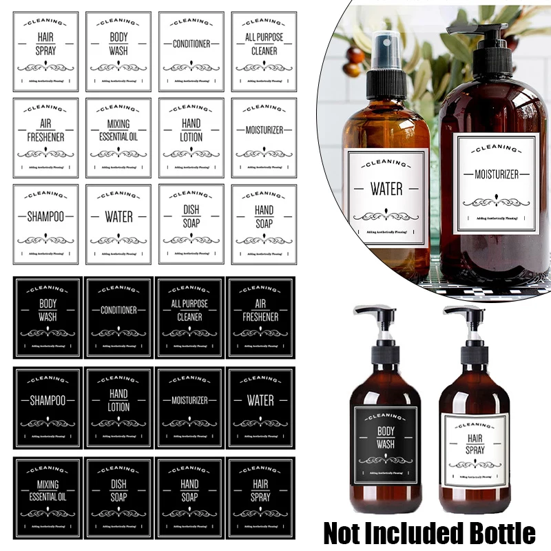 12PCS-Bathroom-Labels-Sticker-Set-Shampoo-Conditioner-Body-Wash-Bottle ...
