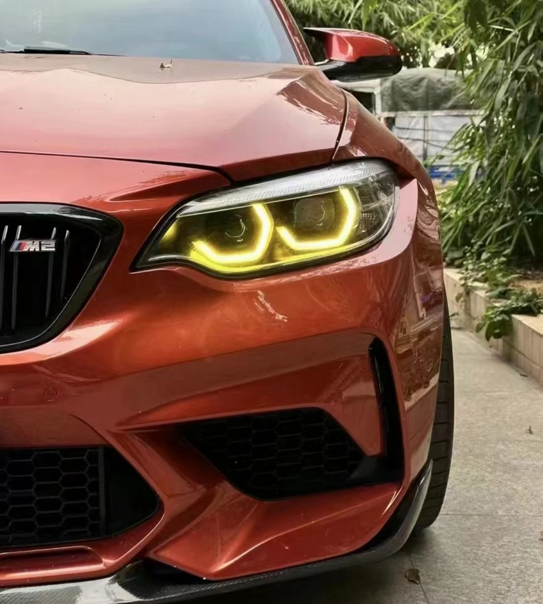 Lemon-Yellow-Angel-Eyes-For-BMW-M2-2-series-DRL-multicolor-LED-F22-F23 ...