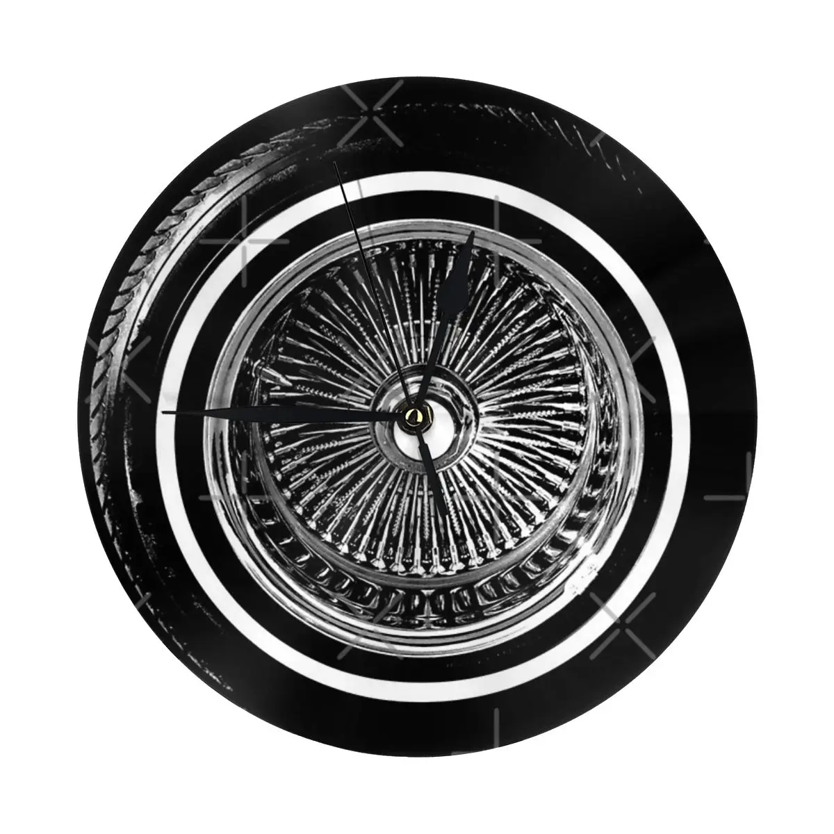 Lowrider-Chrome-Rims-Wire-Wheel-Hydraulics-Wall-Clock-Room-Decoration ...
