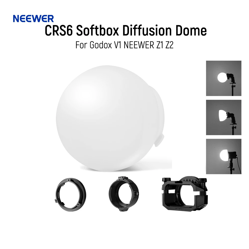 NEEWER-CRS6-Softbox-Diffusion-Dome-with-3-Adapter-Rings-For-Godox-V1 ...