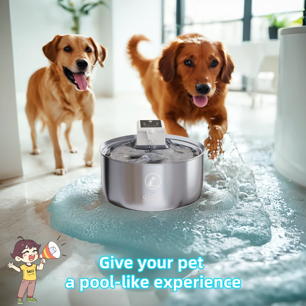 Stainless-steel-dog-water-fountain-large-capacity-Pet-Smart-Drinking ...