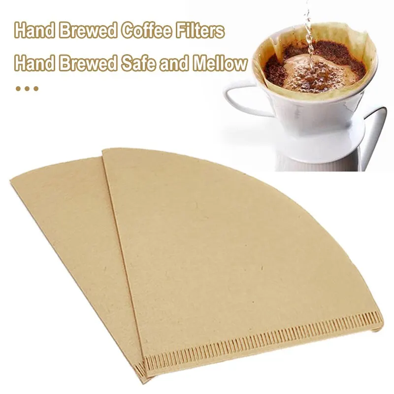 Bleached-Raw-Wood-Pulp-Coffee-Filter-Paper-Disposable-Funnel-Type-Hand ...