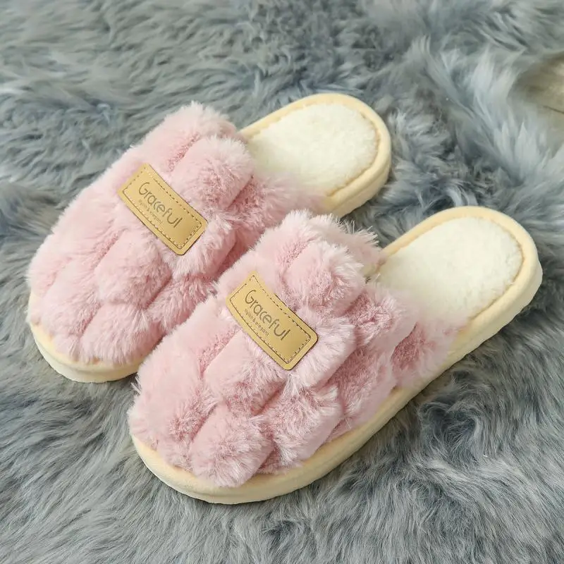 Fluffy Women's Slippers Winter Plush Luxury Designer Woman Shoes Indoor ...