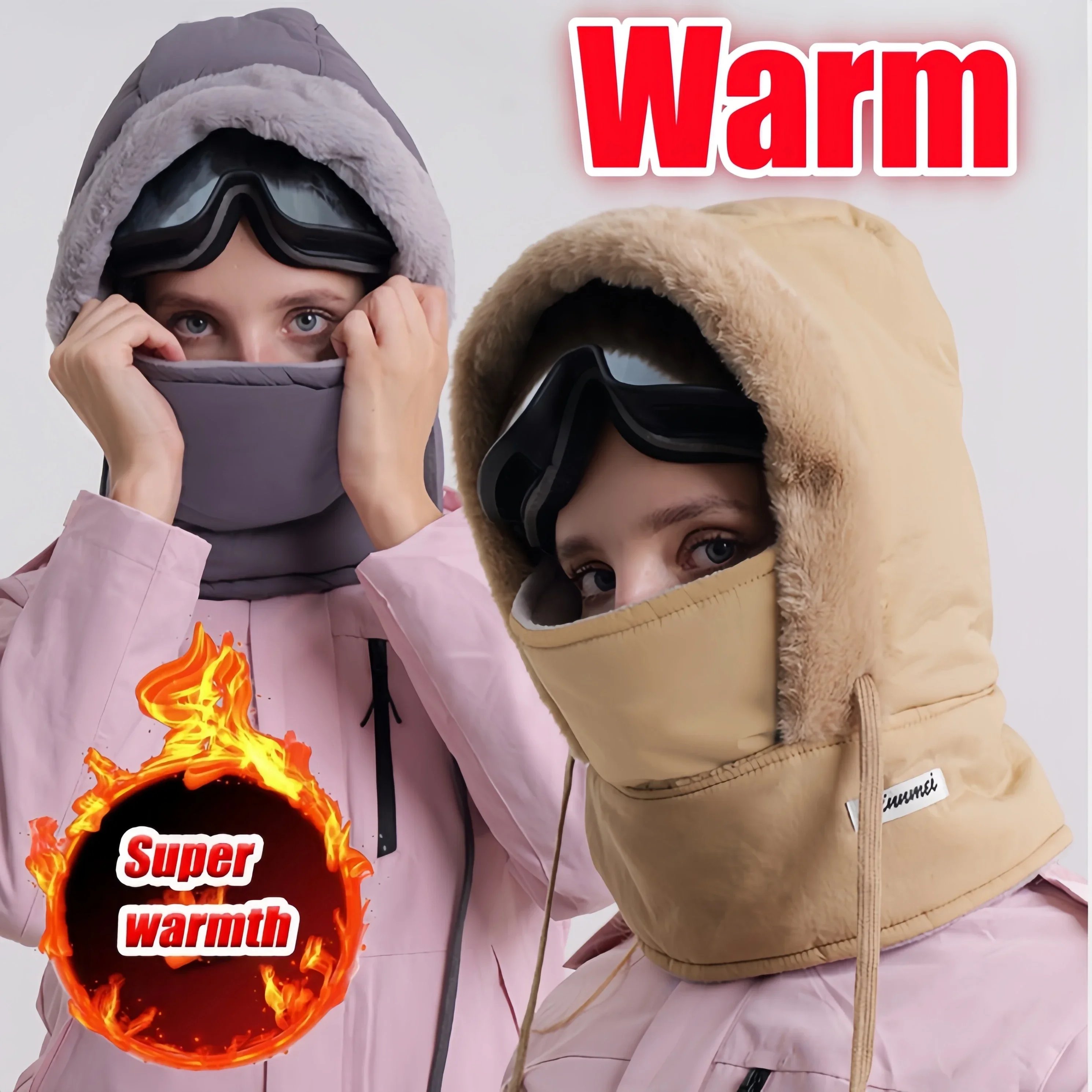 Windproof Winter Hat Men Fleece Thick Balaclava Mask Women Cycling ...