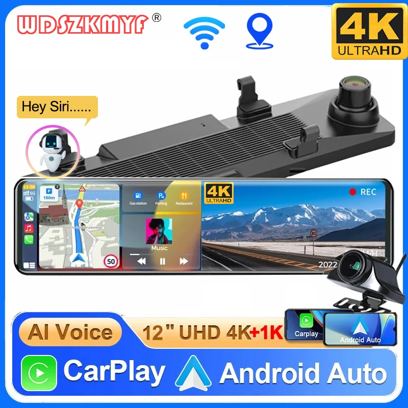 12Inch-Rearview-Mirror-Carplay-Android-Auto-4K-Camera-Wifi-Video ...