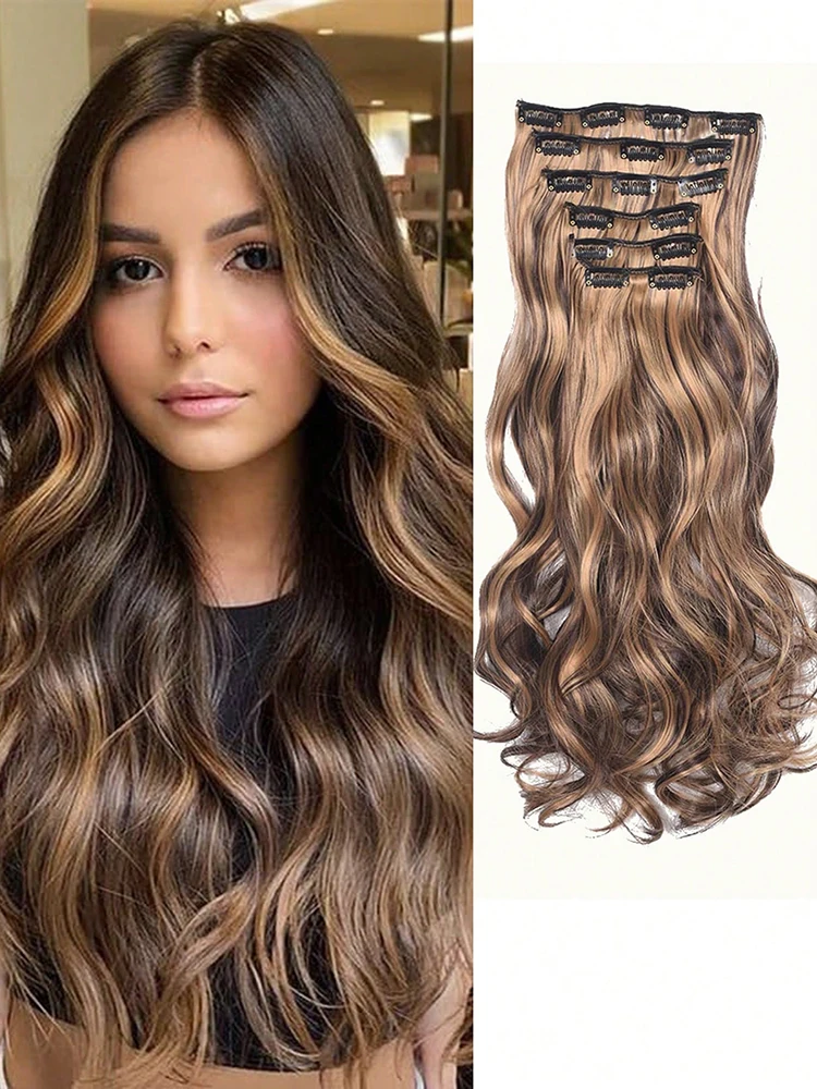 Synthetic-Wig-Hair-Accessories-Heat-Resistant-20-Inch-Body-Wave-Clip-In ...