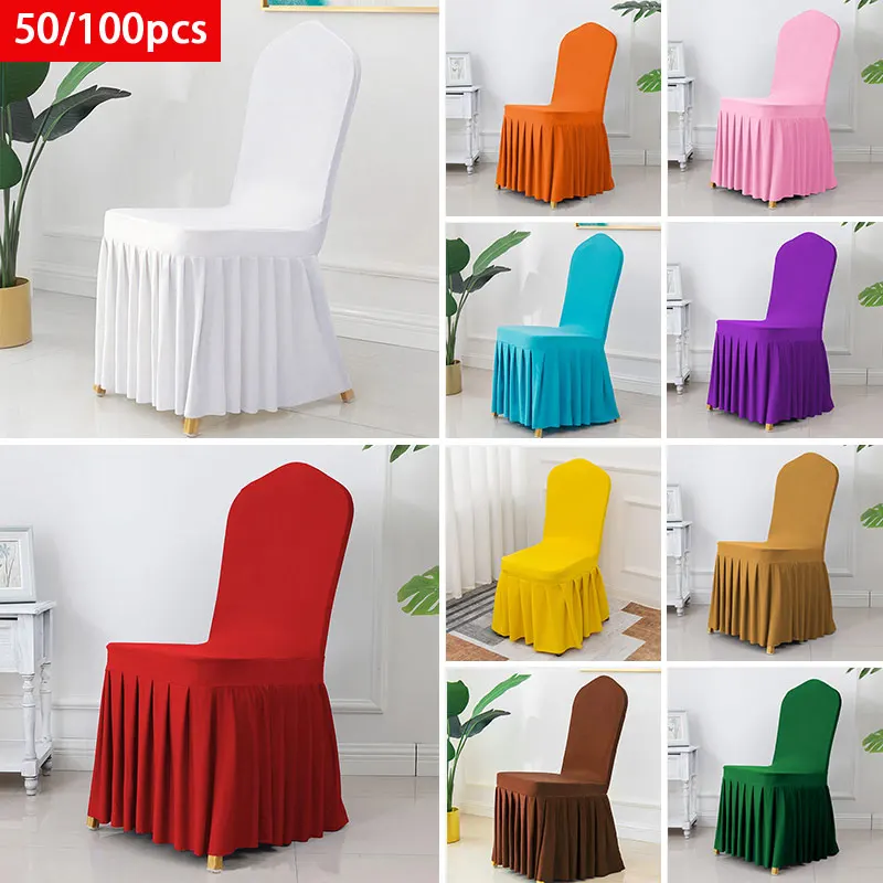 50-100Pcs-Pleated-Skirt-Chair-Covers-Spandex-Party-Weddings-Banquet ...