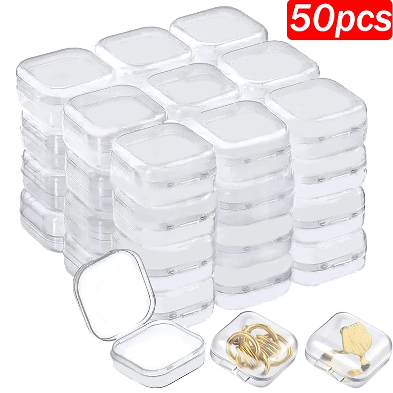 1-50pcs-Mini-Storage-Box-Transparent-Square-Plastic-Case-for-Earring ...