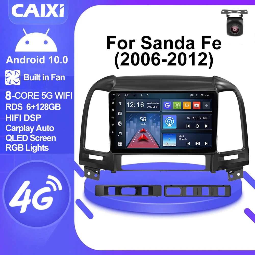 CAIXI 2 Din Android 10 DSP Auto Car Radio Multimidia Video For Hyundai Santa Fe 2 2006 2012 ...