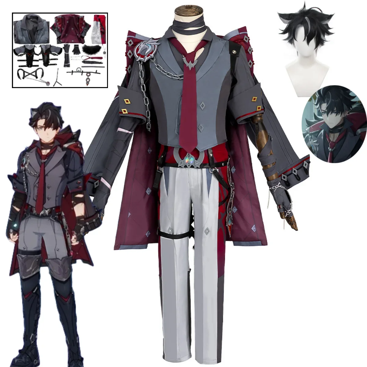 Game Genshin Impact Wriothesley Cosplay Costume Dress Up Ball Wig ...