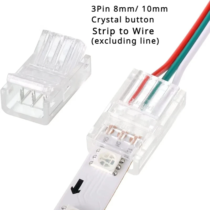 Transparent-Solderless-Cover-Connector-3Pin-8mm-10mm-LED-Strip-Light ...