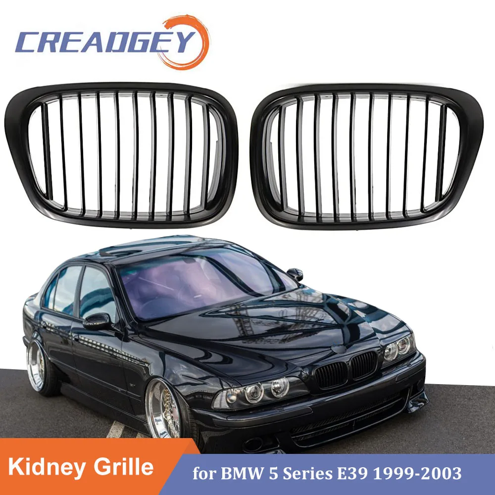 2PCS Front Hood Kidney Grill Grilles Gloss Matte Black For BMW E39 525 ...