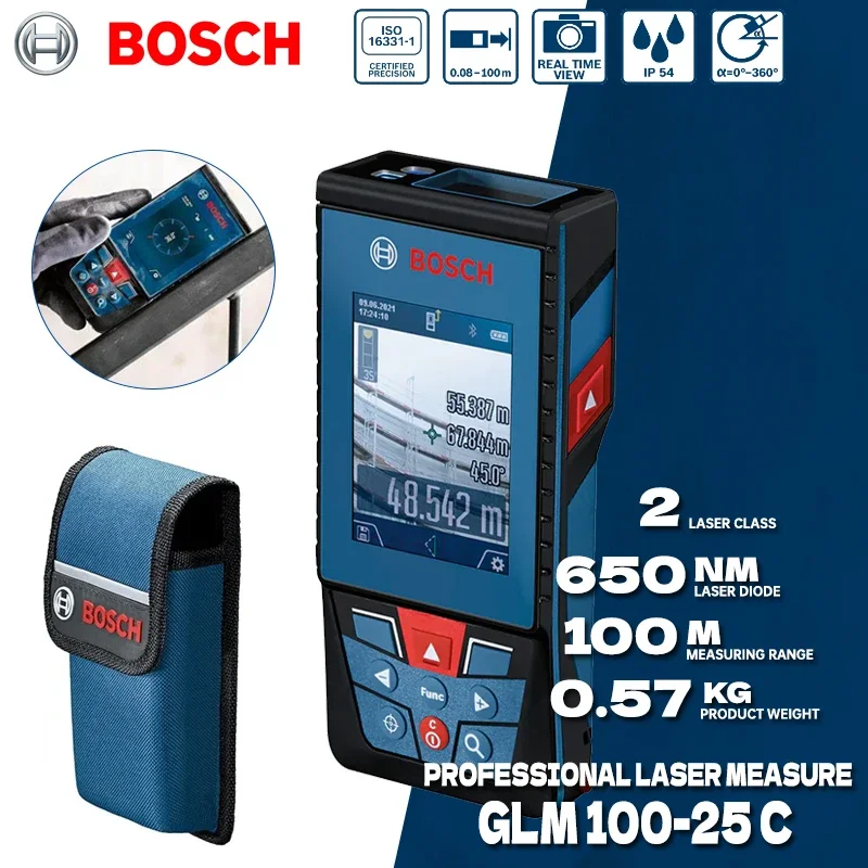 BOSCH-GLM-100-25-C-Medida-A-Laser-Medidor-De-Dist-ncia-C-mera-Integrada ...