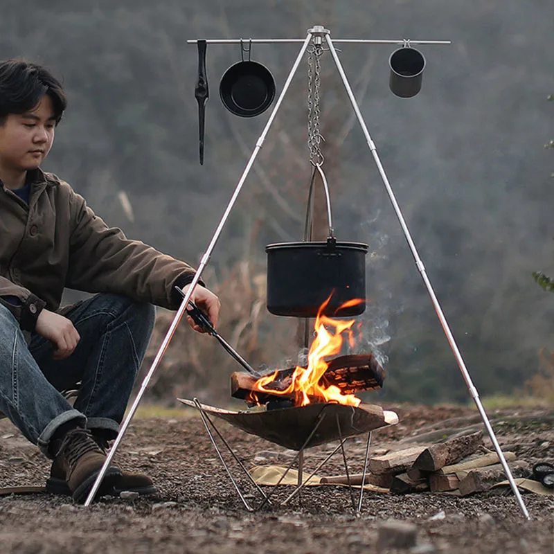 Portable-Campfire-Camping-Tripod-Aluminum-Alloy-Triangle-Support-For ...