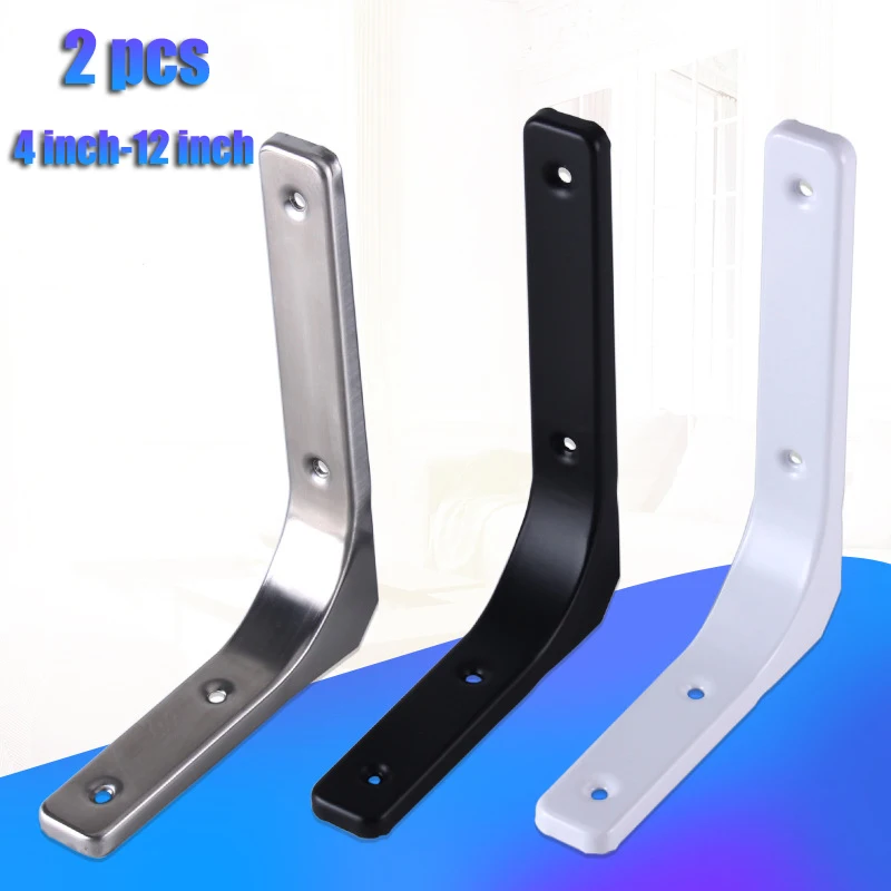 2PCS 4 12 Inch Metal Brackets L Shape White Black Right Angle Shelf ...