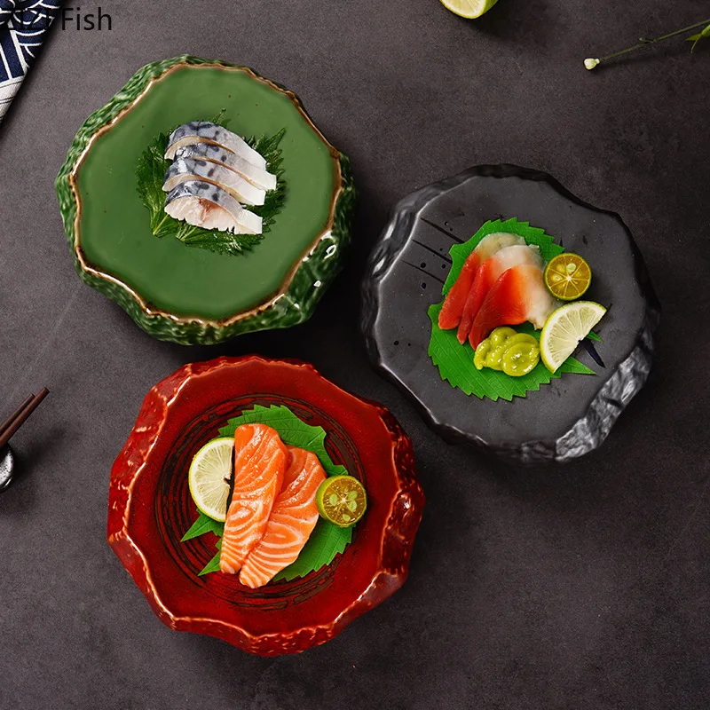 Creative Stone Pattern Ceramic Plate Hotel Restaurant Cuisine Sashimi ...