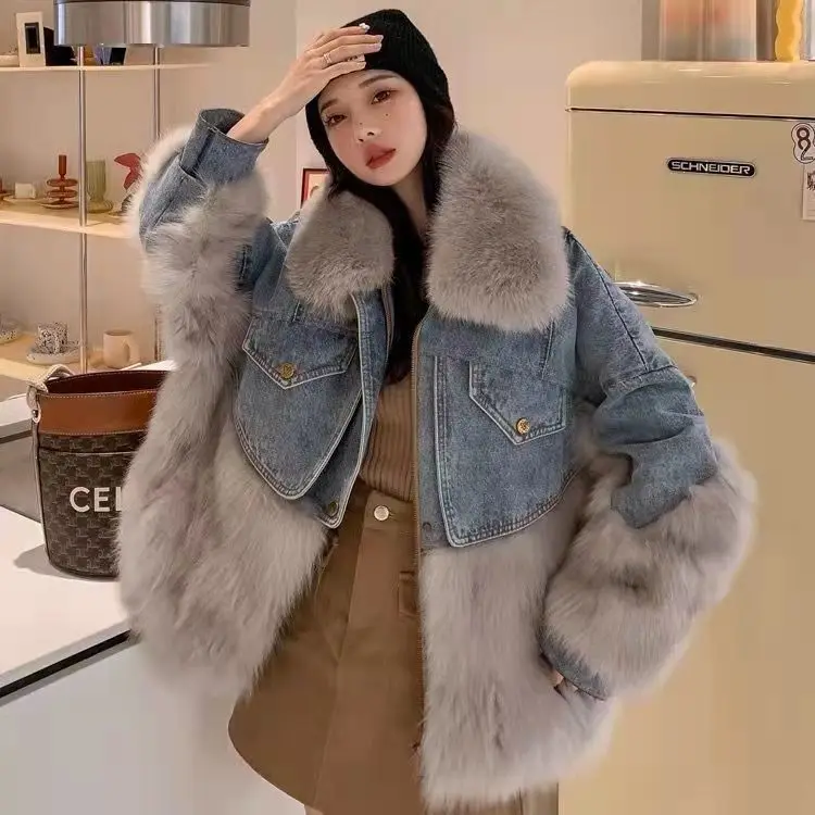 Winter-Autumn-new-Women-imitation-Fox-hair-splice-fur-coat-Korean ...