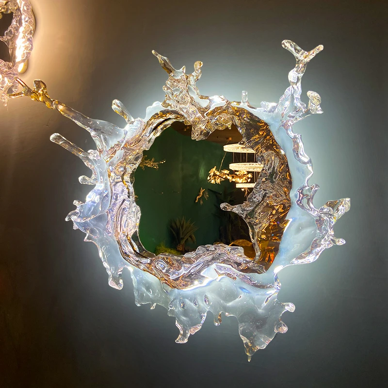 L-mpara-de-pared-con-espejo-de-gotitas-de-agua-luz-LED-decorativa-para ...