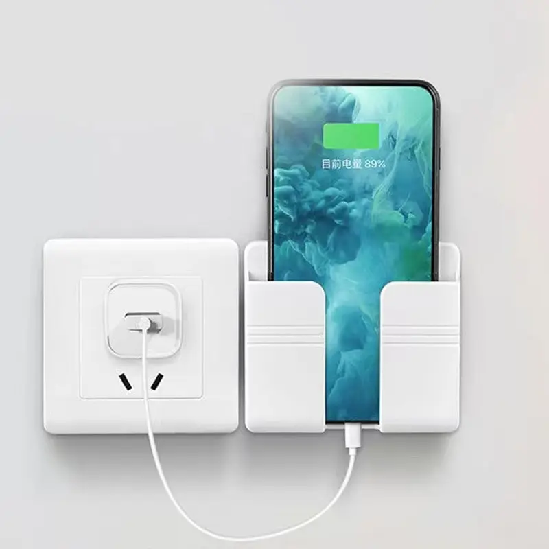 1Pc-White-Punch-Free-Wall-Mount-Phone-Plug-Holder-Mobile-Phone-Charging ...
