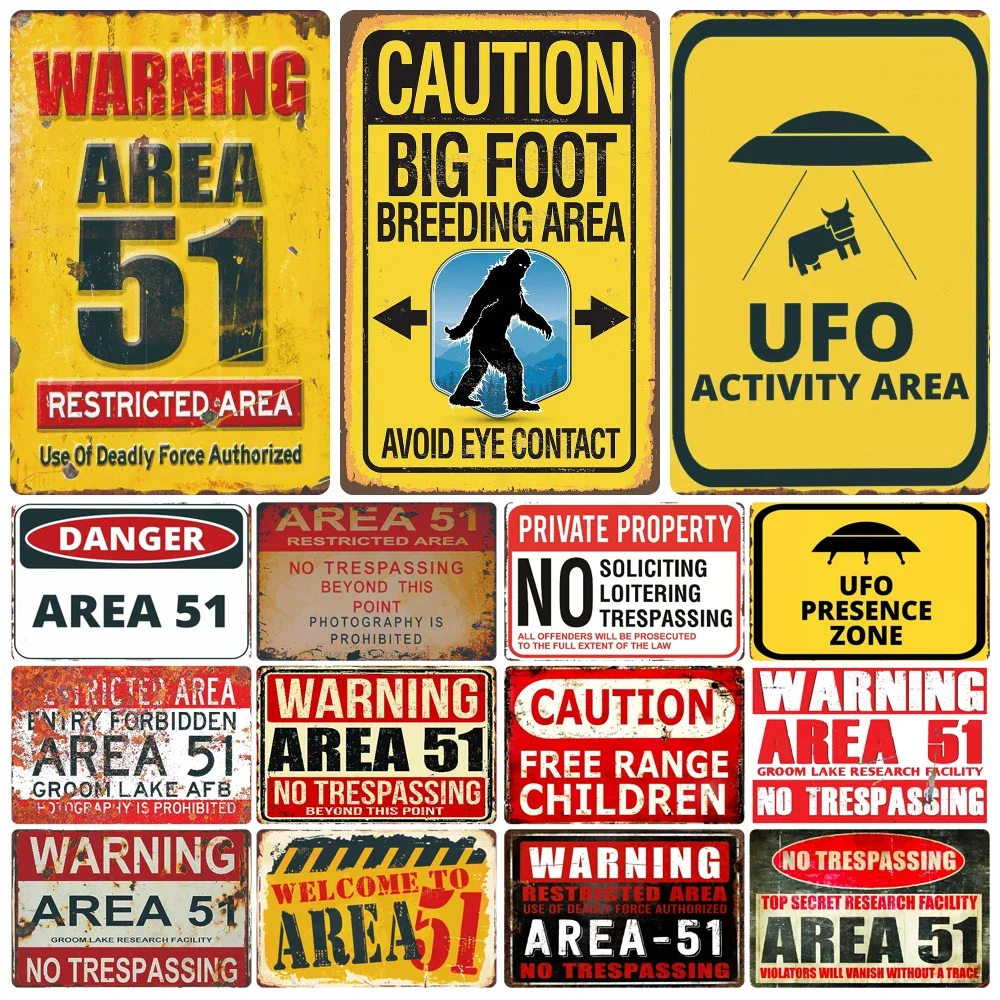 Warning-Area-51-Vintage-Metal-Tin-Sign-UFO-Activity-Area-Caution-Danger ...