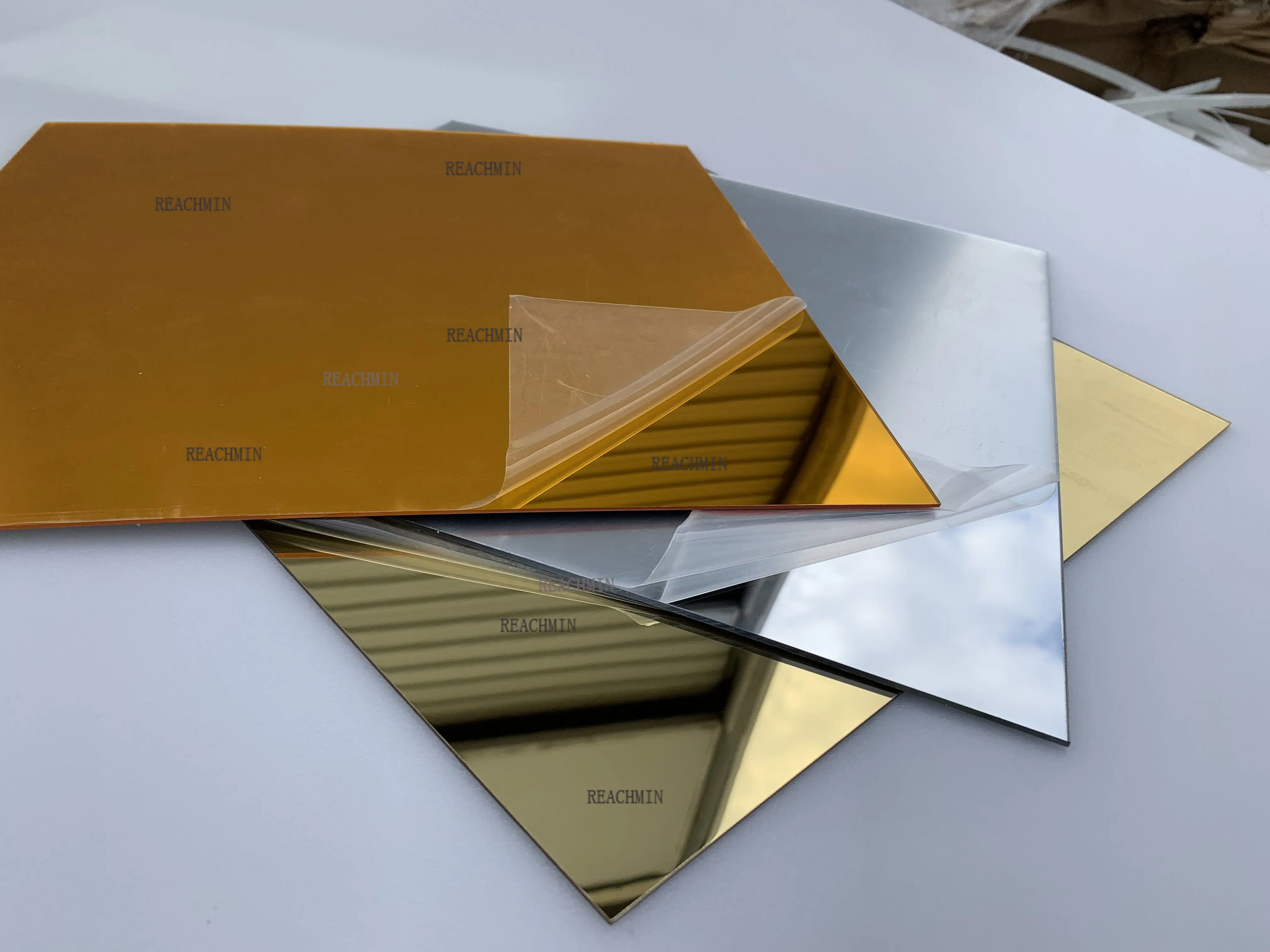 5PCS 300x300MM Acrylic Gold Mirror Square Sheet Plastic Pier Glass ...