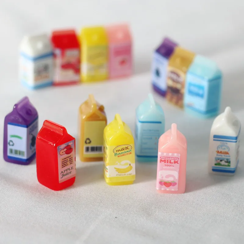 5pcs Dollhouse Miniature Mini Milk Boxed Fruit milk Drinks for Barbies ...