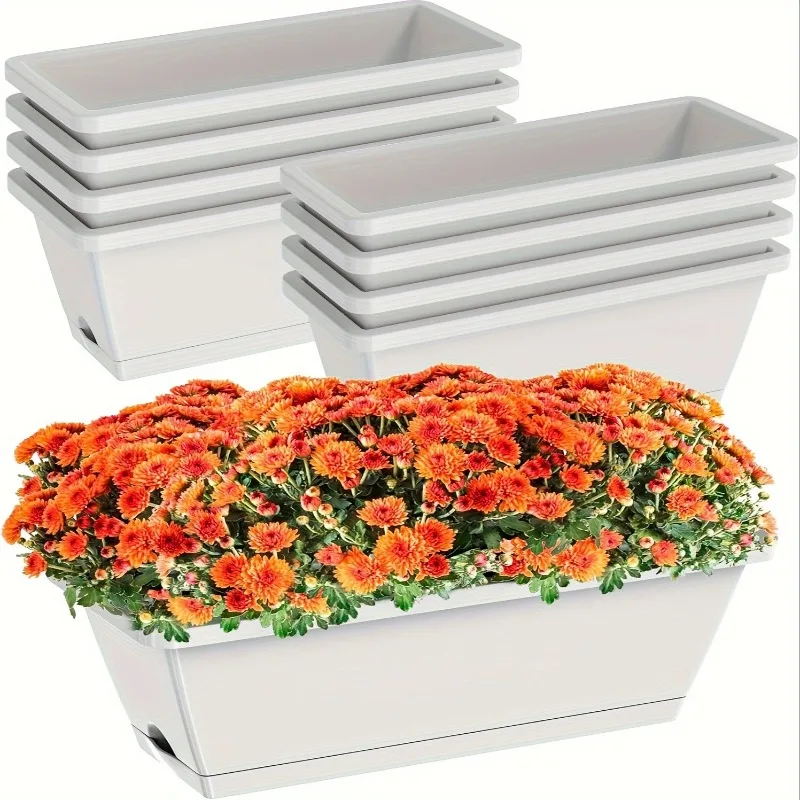 Rectangular Flower Pot with Tray Extra Large Planting Trough Family ...