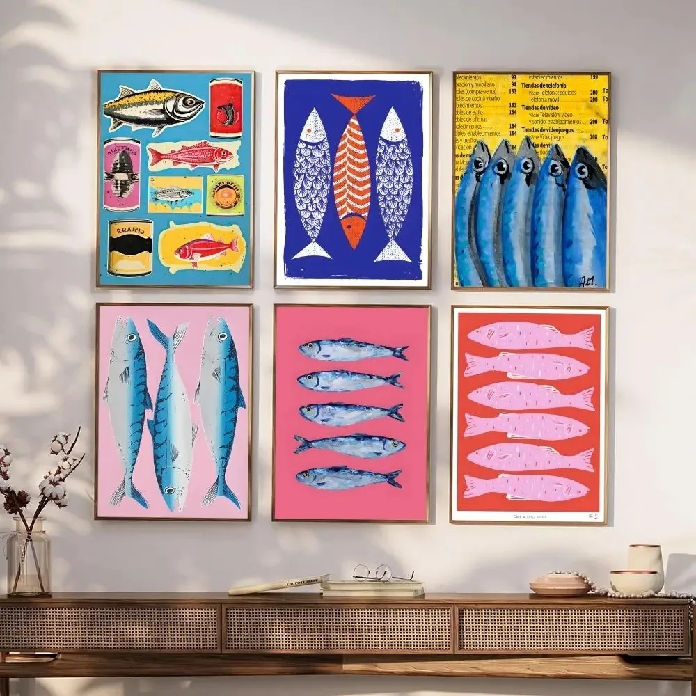Colorful-Sardine-Lobster-Fish-Ocean-Animal-Canvas-Poster-Fancy-Wall-for ...