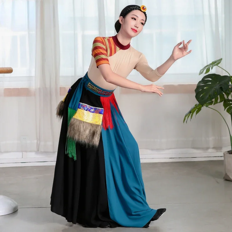 Chinese-Traditional-Tibetan-Dance-Costume-Stage-Dance-Wear-National-Tibetan-Outfit-Long-Skirts ...