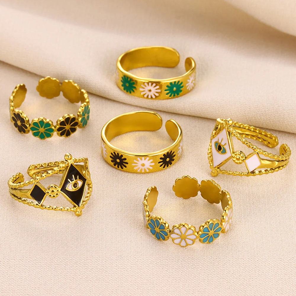 Anillos-De-mal-de-ojo-para-mujer-Anillo-de-flor-de-ojo-del-diablo ...