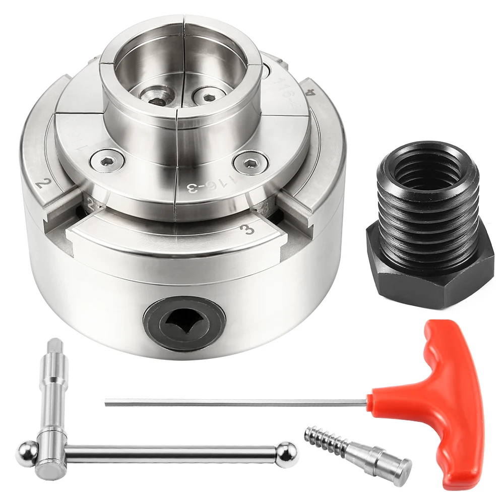 4-Scroll-Chuck-100mm-Wood-Lathe-Chuck-Chrome-Plated-4-Jaws-Self ...