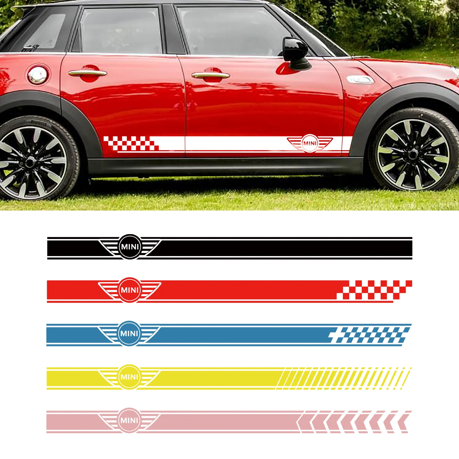 2PCS-Car-Door-Side-Skirt-Stripe-Stickers-Racing-Sport-Fashion-Vinyl ...