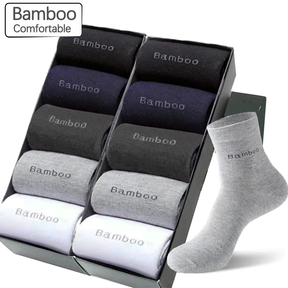 10 Pairs /Lot Bamboo Fiber Socks Men Casual Business Anti-Bacterial ...