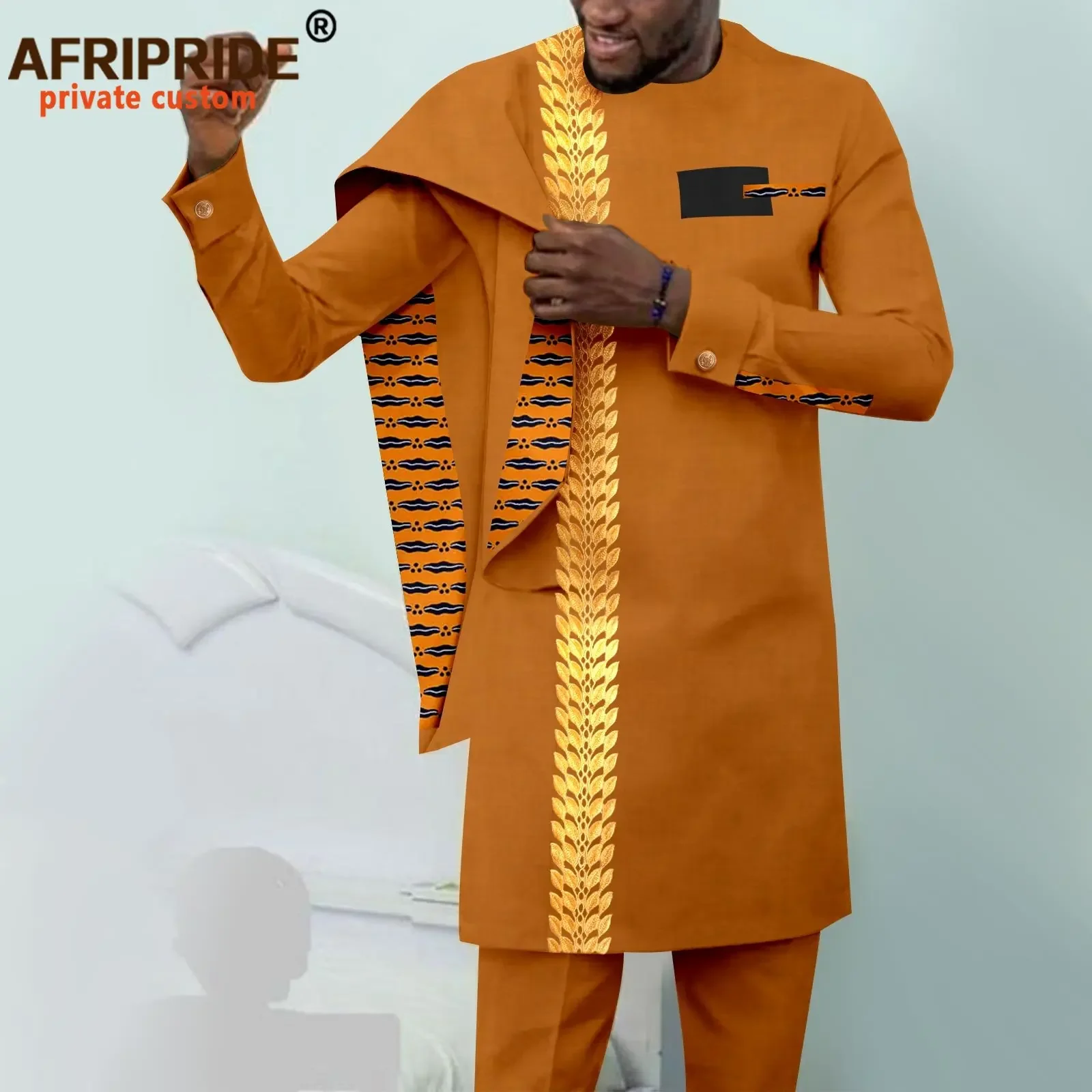 African Suits for Men Embroidery Full Sleeve Long Robes and Pant 2 ...