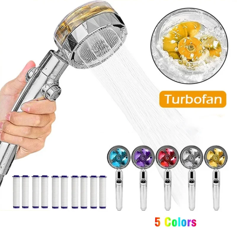360-Degrees-Rotation-Turbo-Fan-Shower-Head-High-Pressure-Water-Saving ...