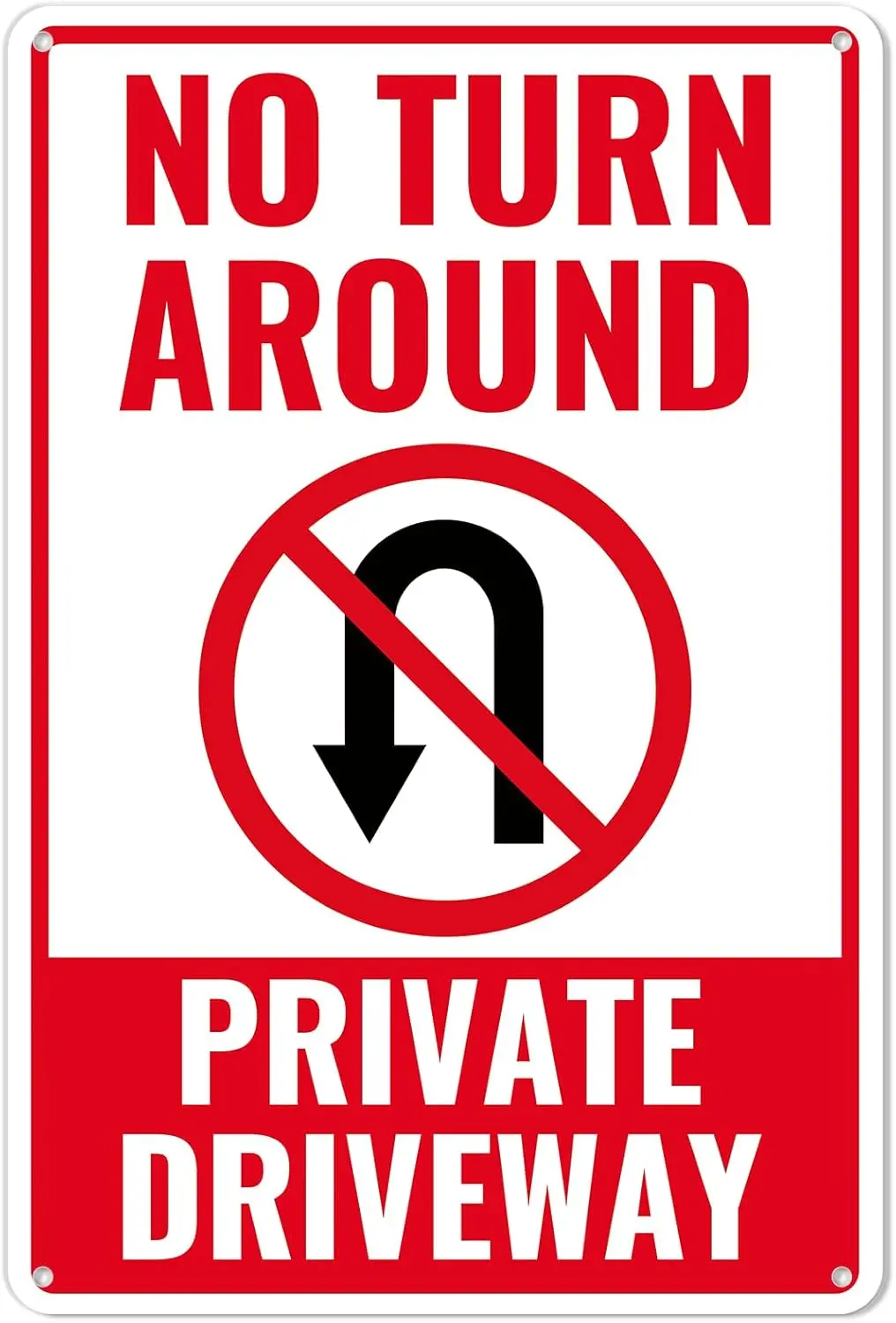 No Turn Around Driveway Sign, Private Drive Metal Aluminum Rust Free ...