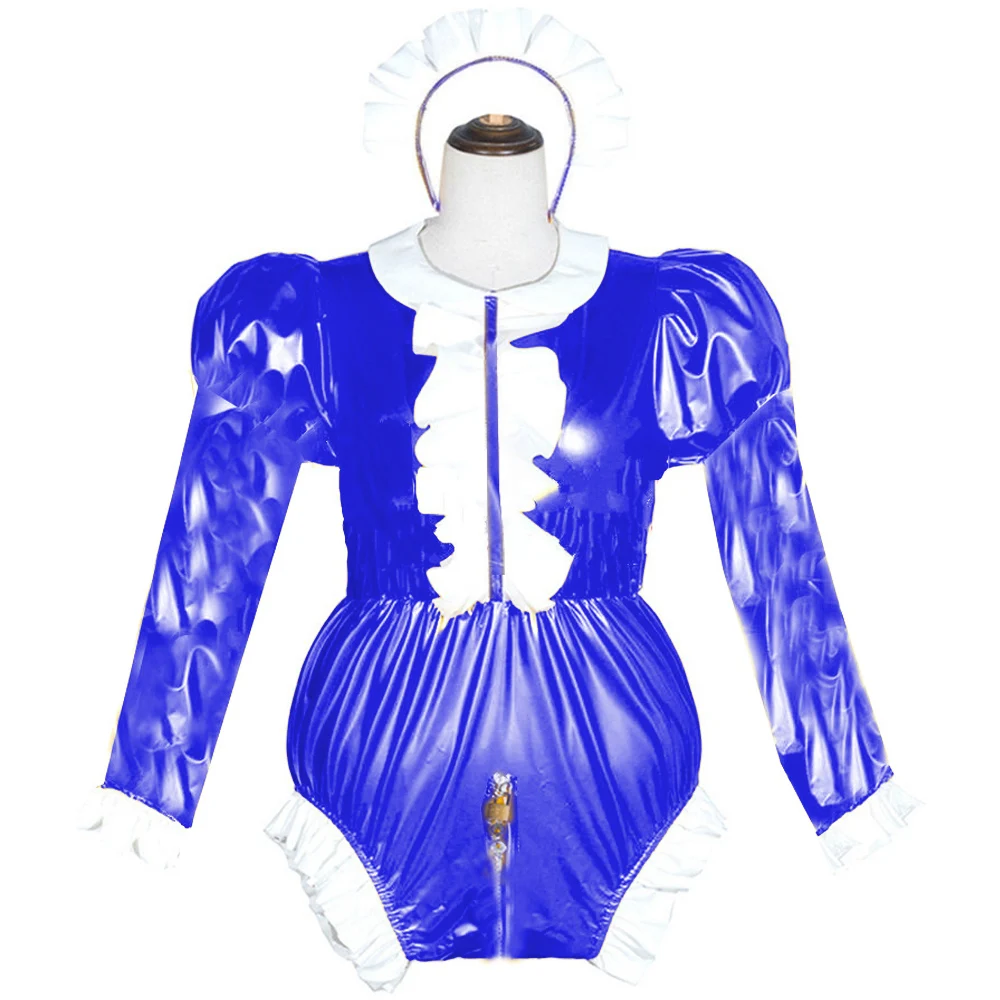 Pvc Long Sleeve Bodysuit Halloween Costumes Lolita Sissy Suit Lockable ...