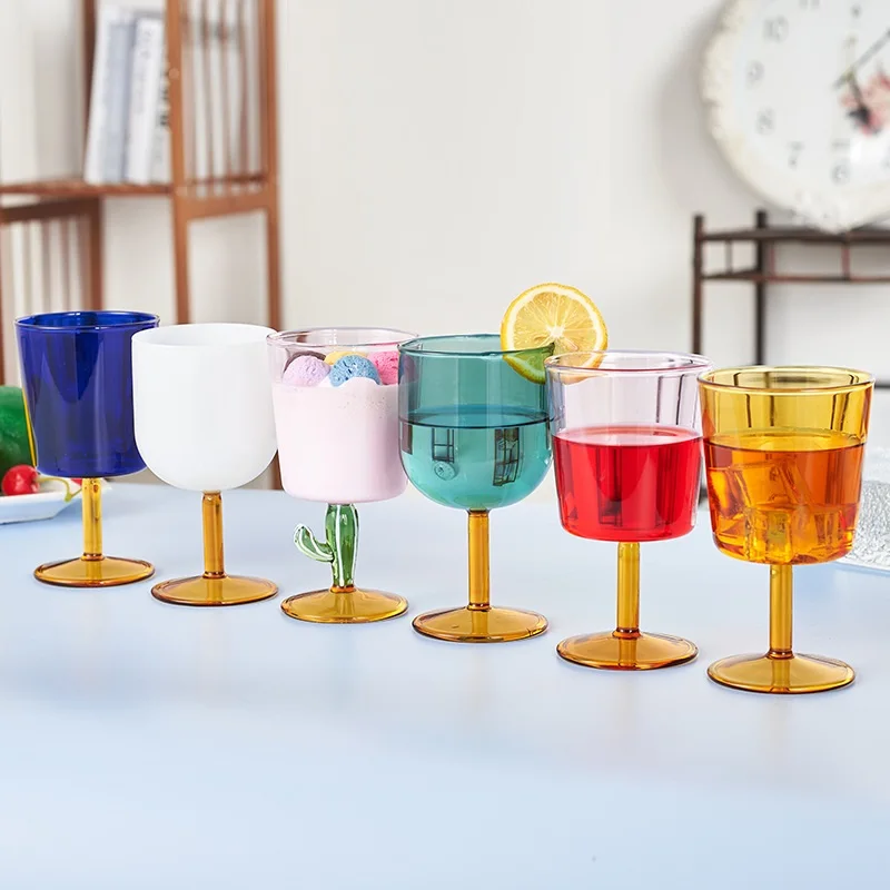 1-Piece-250ml-Two-Tone-Teal-Amber-Pink-Blue-White-Short-Stemmed-Red ...