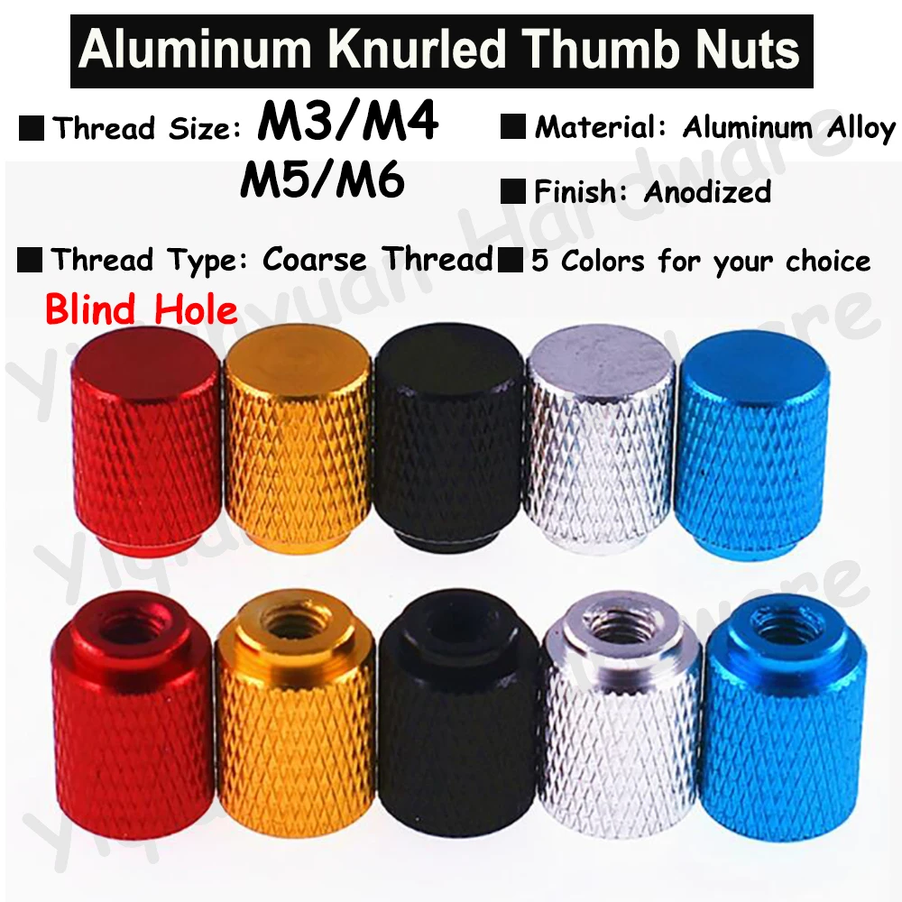 5Pcs-M3-M4-M5-M6-Aluminum-Colorful-Hatching-Knurled-Heighten-Lengthen ...