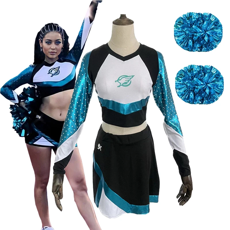 Euphoria Cheerleader Uniform Maddy Cosplay Costume Women Blue Crop Top ...