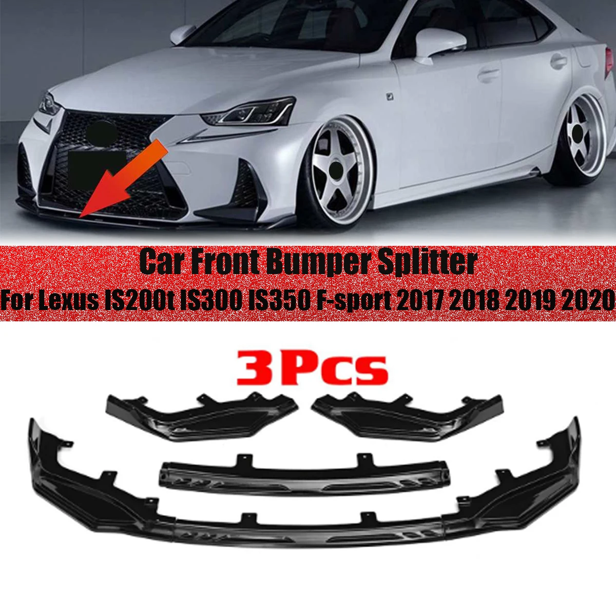 3PCS-Car-Front-Bumper-Lip-Spoiler-Canard-Splitter-For-Lexus-IS200t ...