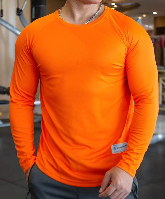 Long Sleeve Round Collar Men's Bodybuilding T Shirt - Men's Fitness ...