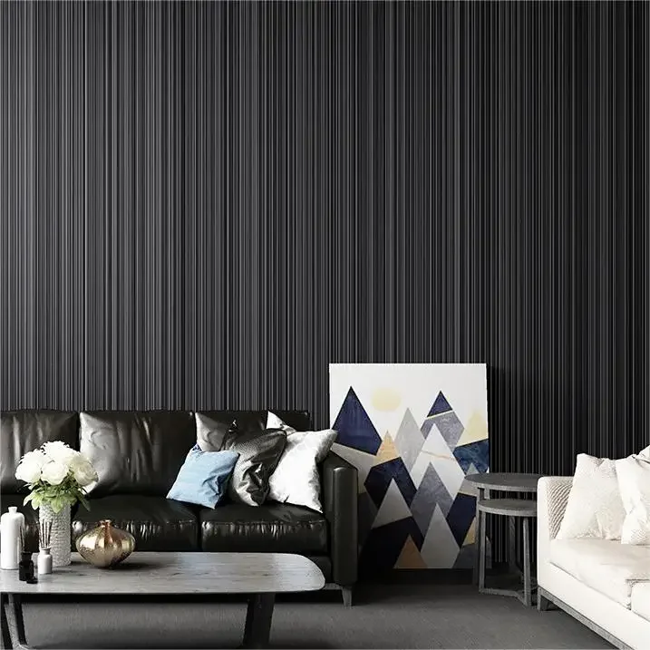 Modern-minimalist-gray-striped-wallpaper-for-living-room-bedroom ...