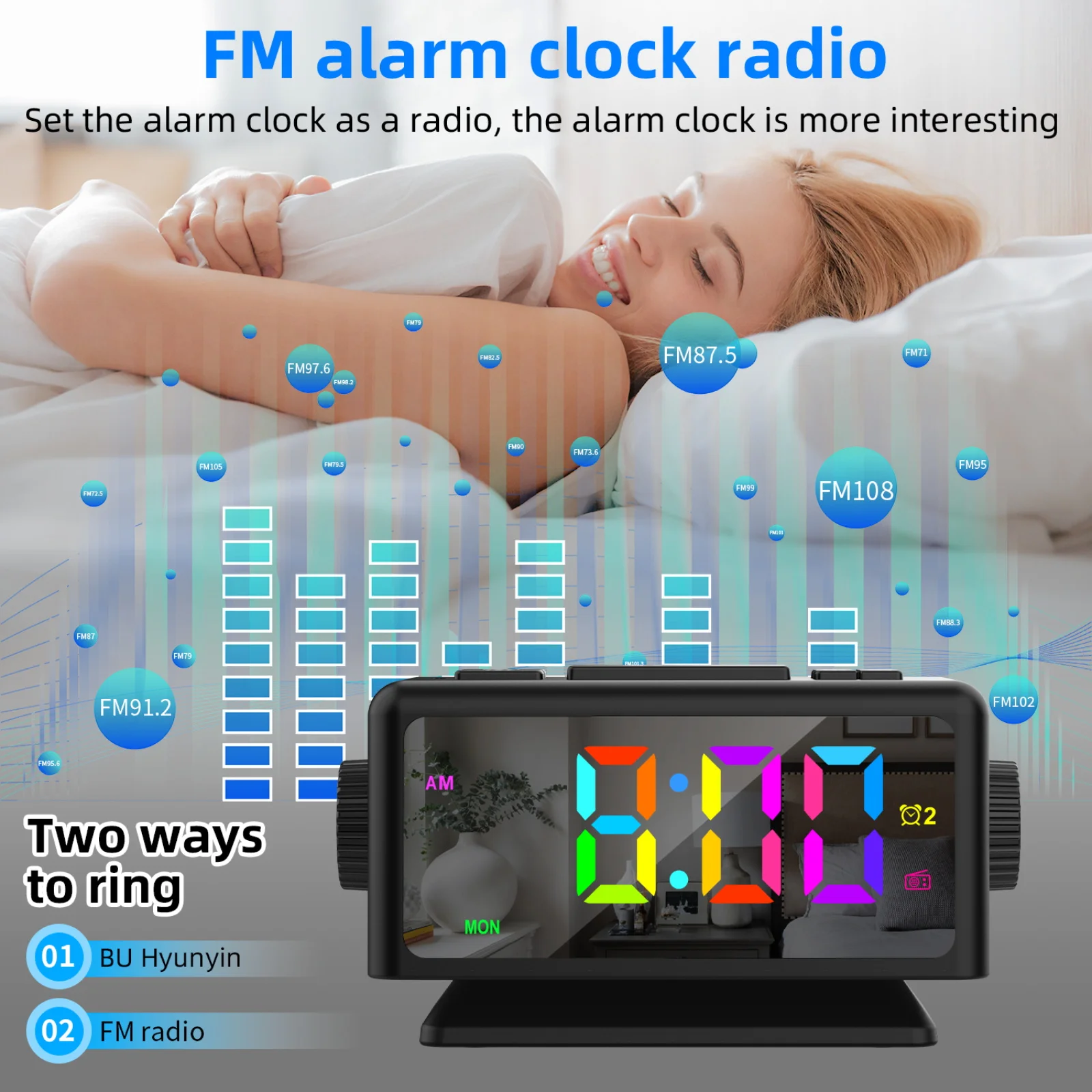 LED-Digital-Mirror-Display-Electronic-Clock-RGB-Colorful-with-FM-Radio ...